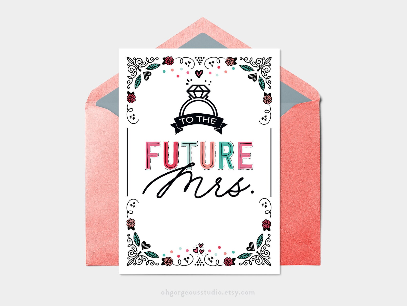 Future Mrs. Bridal Shower Card: Doodle Style Printable (digital ...