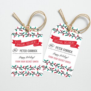 Editable Secret Santa Gift Tags: Christmas Holiday Favor (digital ...