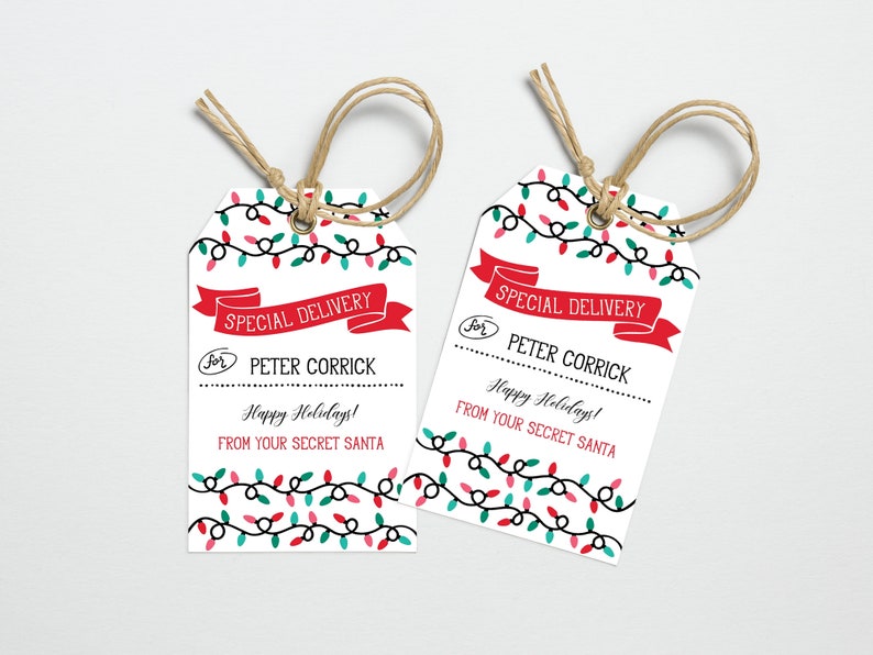Editable Secret Santa Gift Tags: Christmas Holiday Favor (digital ...