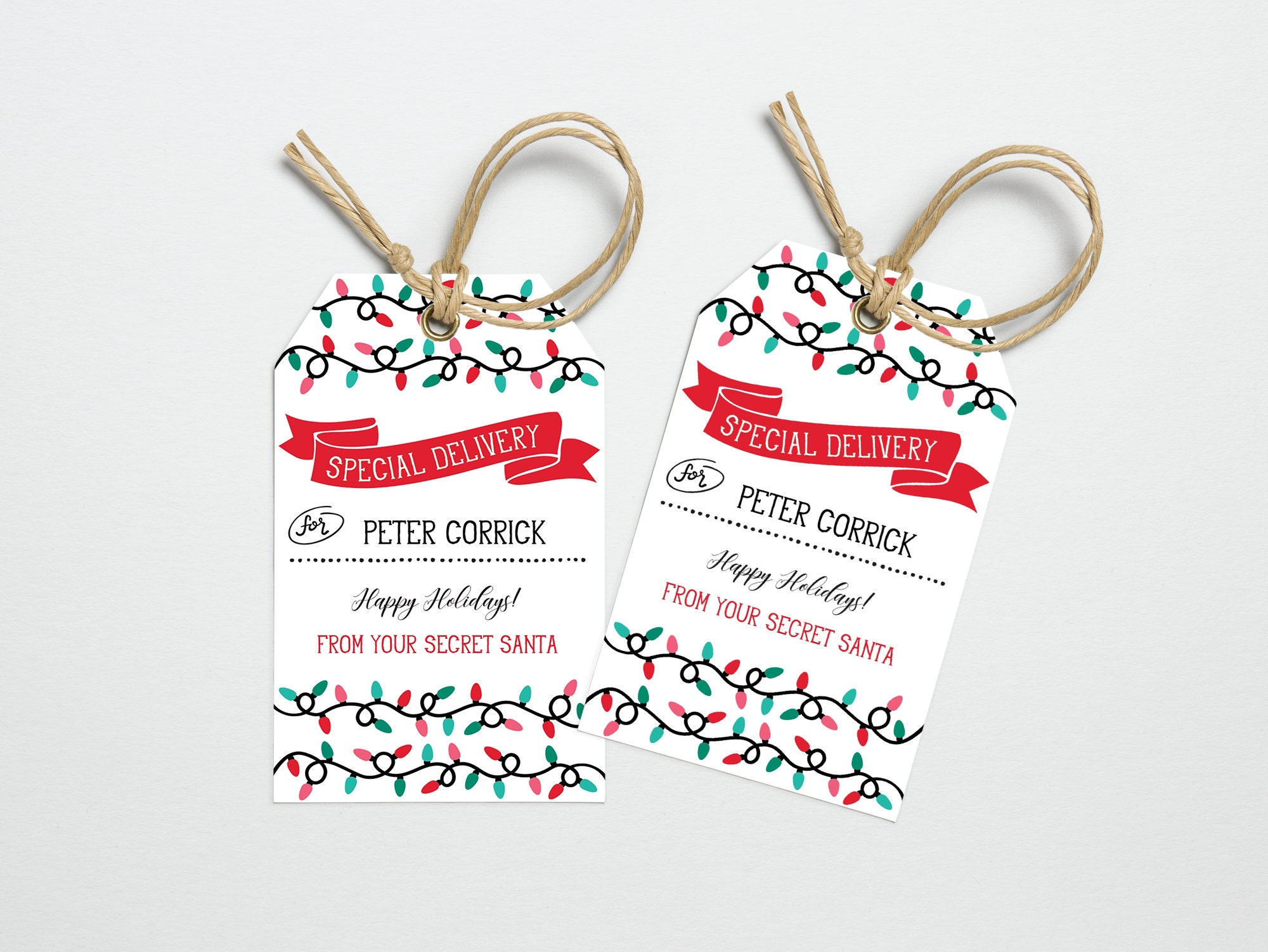 Editable Secret Santa Gift Tags: Christmas Holiday Favor (digital ...