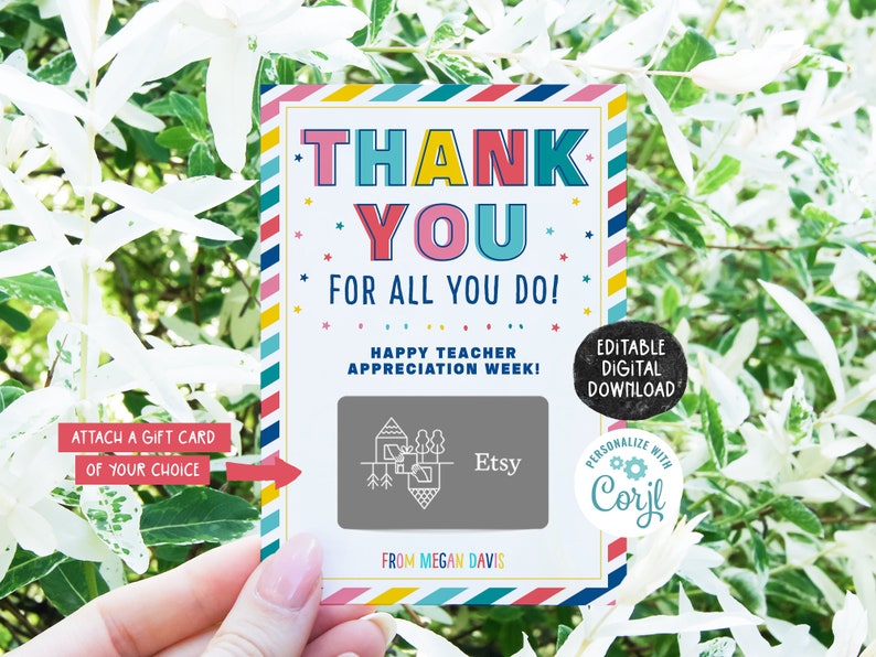 Printable Teacher Appreciation Card Teacher Appreciation Gift Card ...