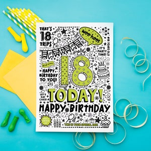 18th Printable Birthday Card | 18 Today Birthday Downloadable Card ...