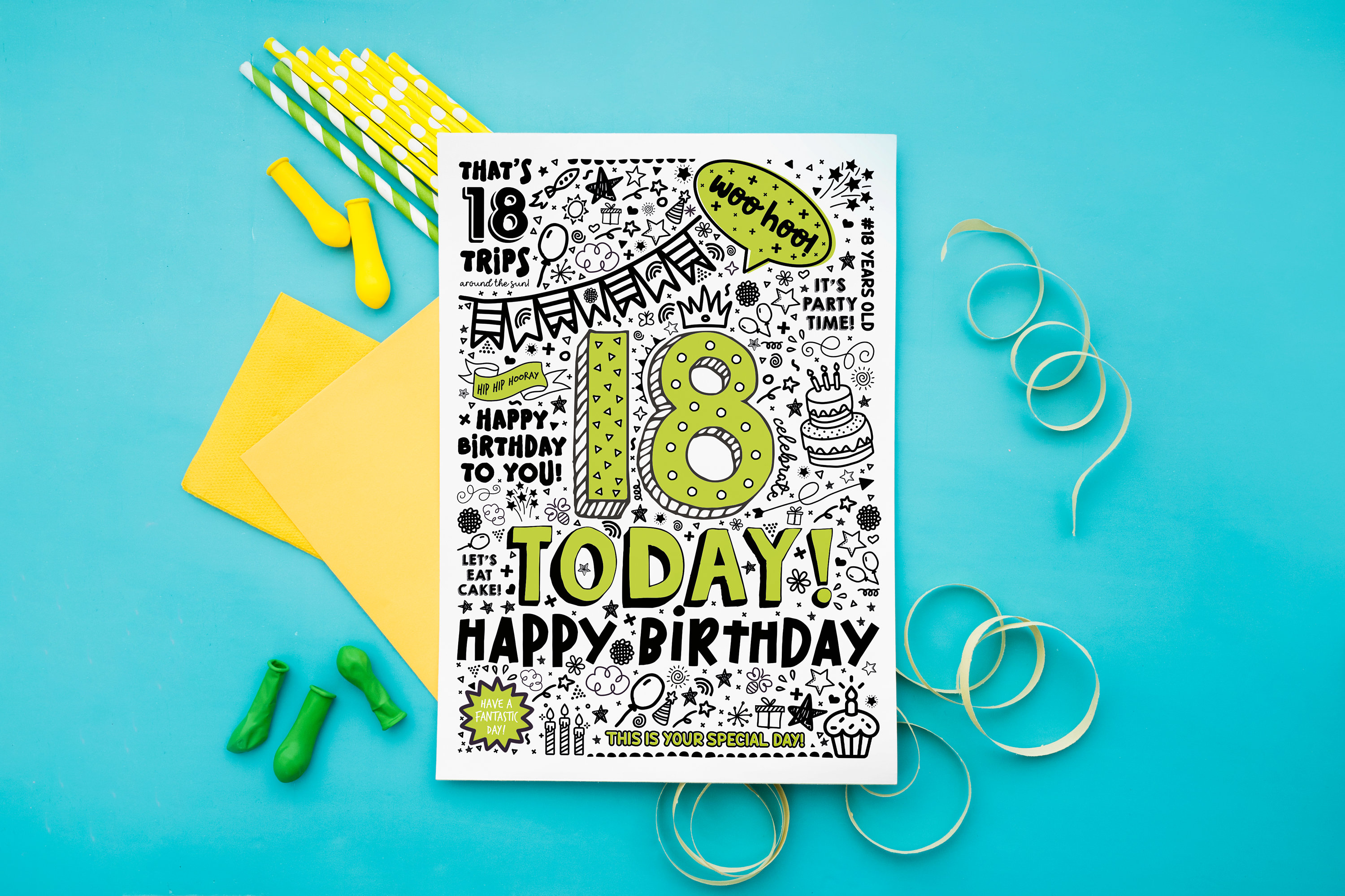 18th Printable Birthday Card 18 Today Birthday Downloadable - Etsy