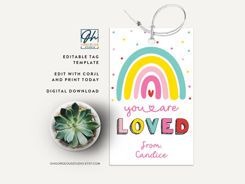 Rainbow You Are Loved Gift Tag: Valentine's Day Printable (corjl ...
