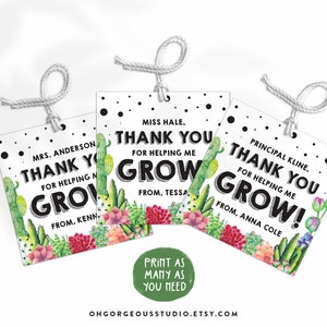 Cactus Succulent Teacher Appreciation Gift Tags: Editable Printable ...