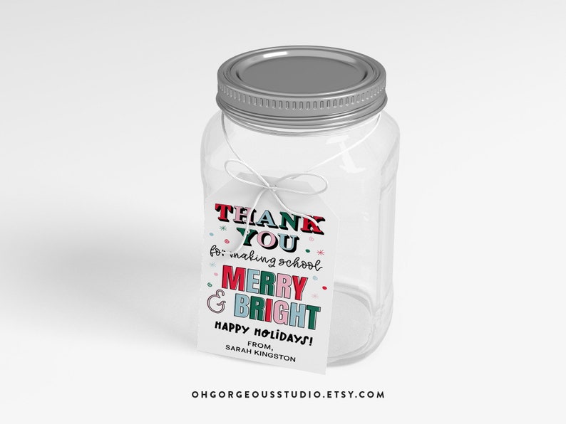 Merry and Bright School Year Printable Christmas Gift Tag - Etsy