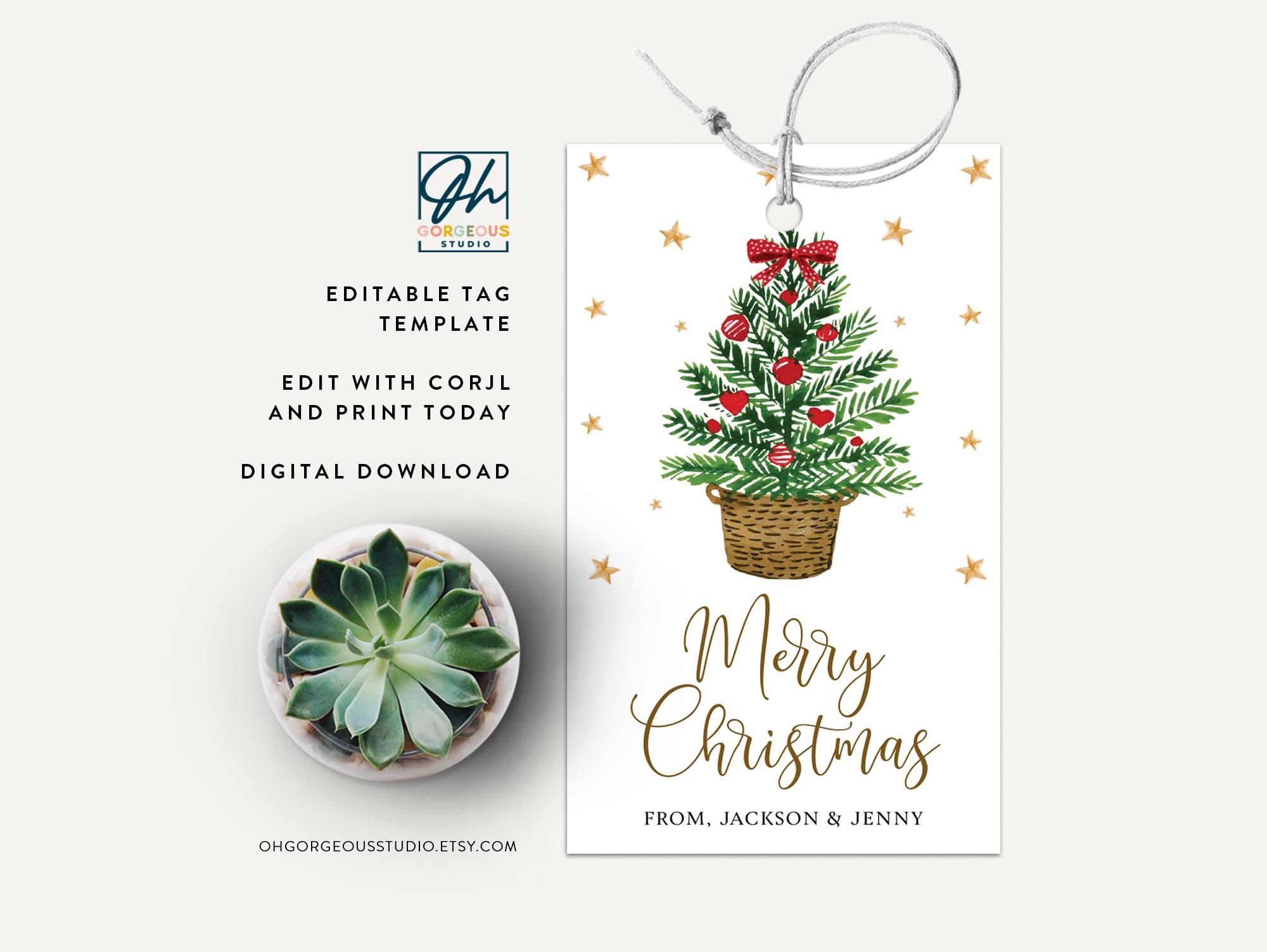 Christmas Tree Gift Tag Template: Printable Holiday Favor (digital) - Etsy