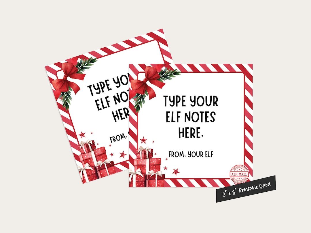 Editable Elf Note Cards Template, Elf Christmas Activities, Christmas ...