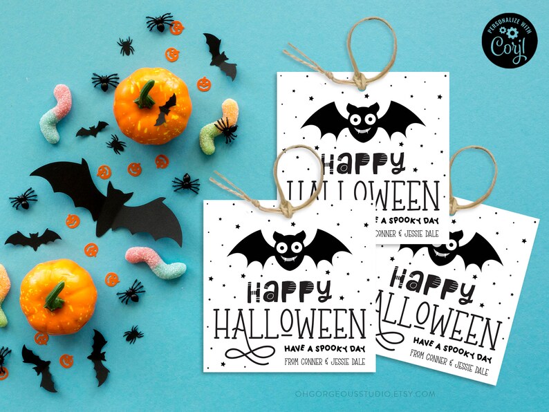 Editable Halloween Gift Tag | Printable Party Favor (3x3") - Etsy