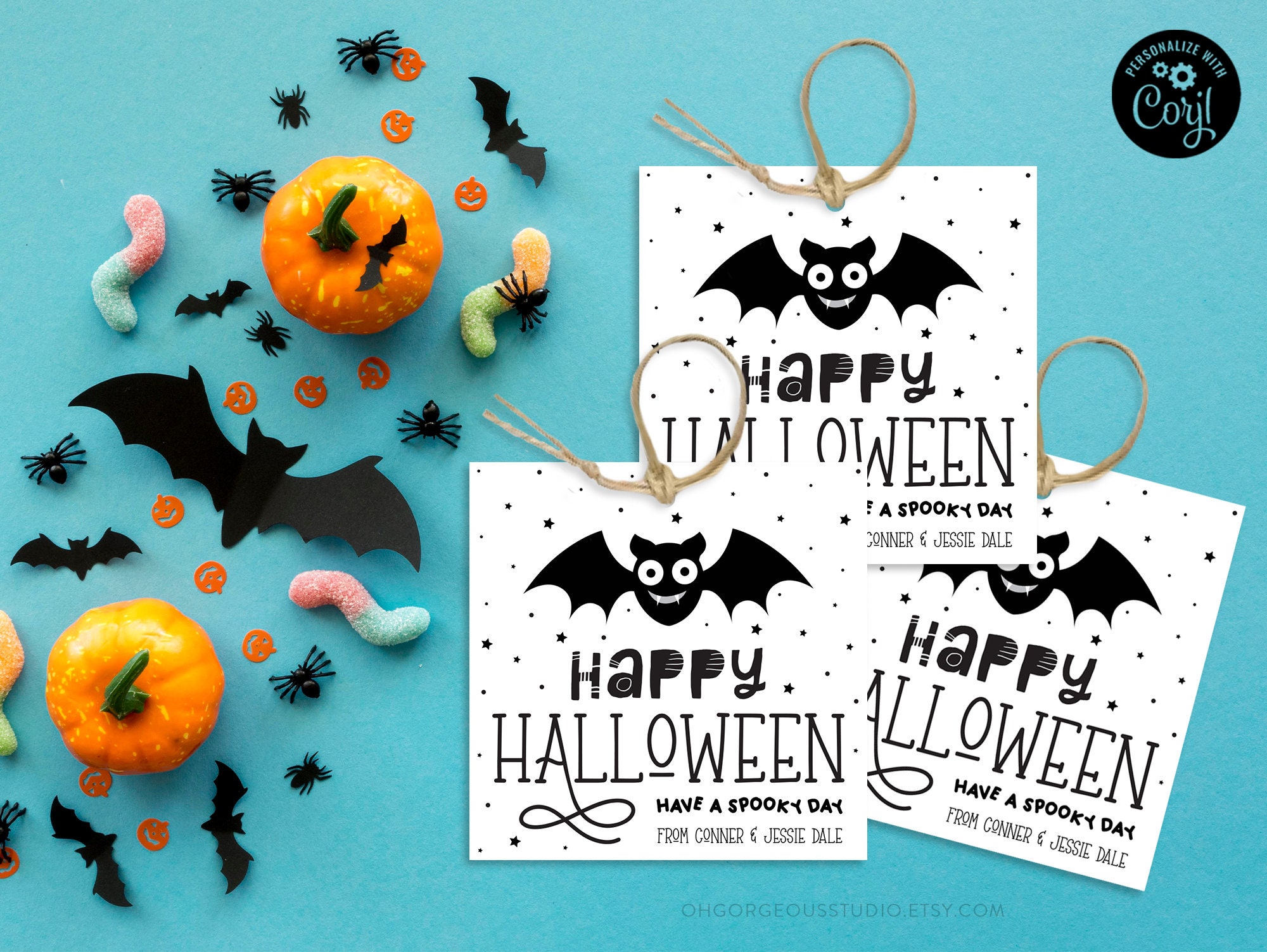 Editable Halloween Gift Tag | Printable Party Favor (3x3") - Etsy
