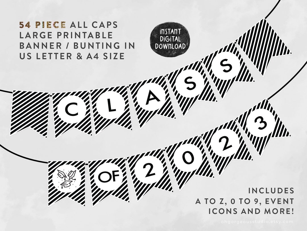 Black & White Stripe Printable Banner: DIY Party Decor (PDF) - Etsy
