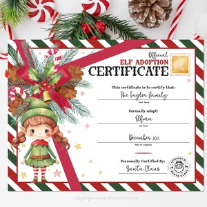 Cute Elf Adoption Certificate | Editable Christmas Elf Adoption Letter ...