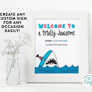Shark Birthday Sign | Custom Sign With Shark, Totally Jawsome Pool ...