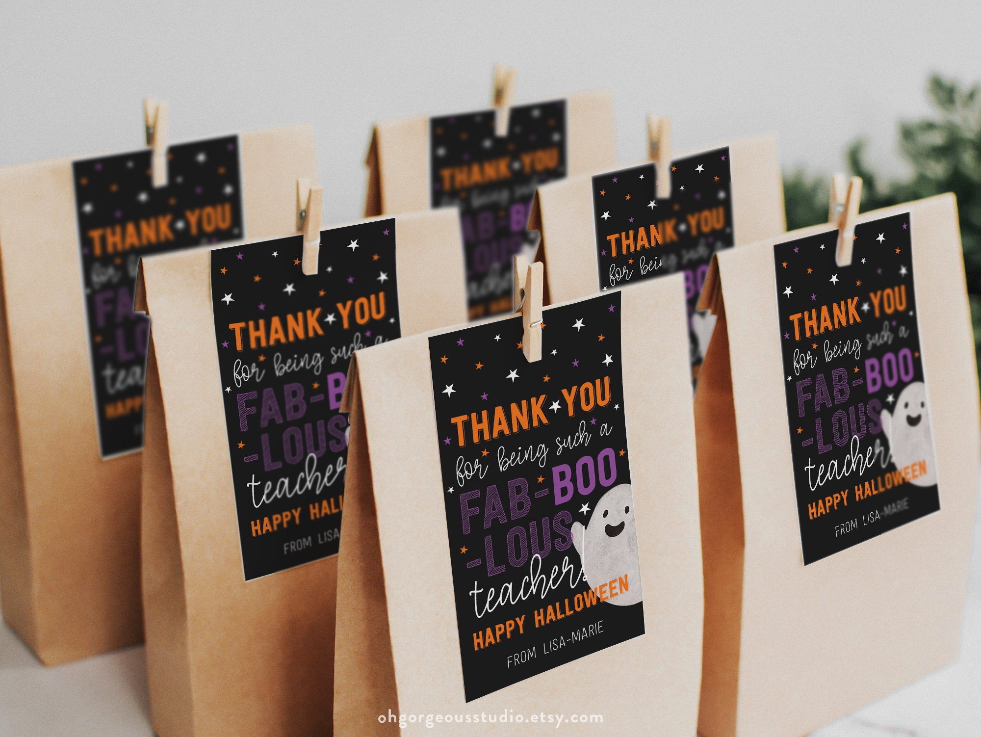 Halloween Teacher Gift Tag Template Printable Fab-boo-lous - Etsy