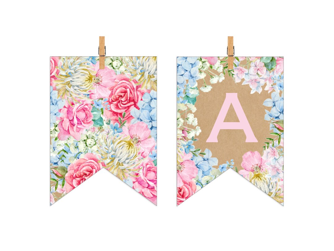 Floral Alphabet Banner: Printable Party Decoration (PDF) - Etsy