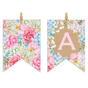 Pretty Printable Banner in All CAPS | Instant Download Floral Banner ...