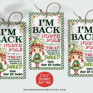Elf I Am Back Gift Tags | Christmas Elf Tradition Printable Gift Tag ...