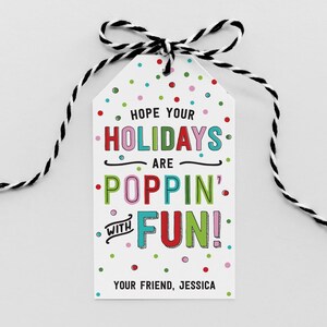 Poppin' Holidays Gift Tag: Printable Christmas Tag (editable, PDF) - Etsy