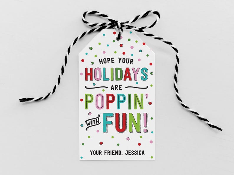 Poppin' Holidays Gift Tag: Printable Christmas Tag (editable, PDF) - Etsy