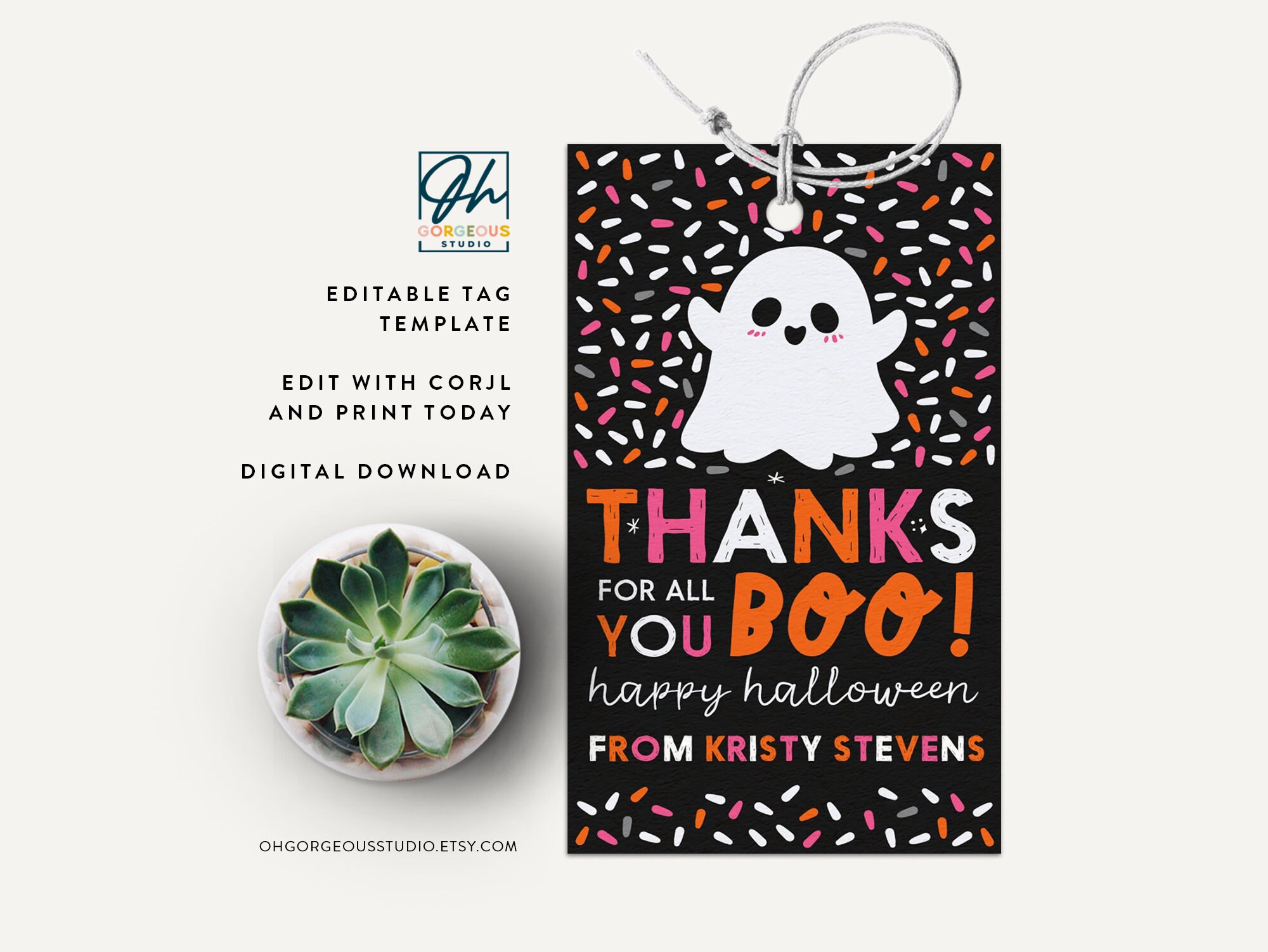Printable Thanks for All You Boo Halloween Gift Tag - Etsy