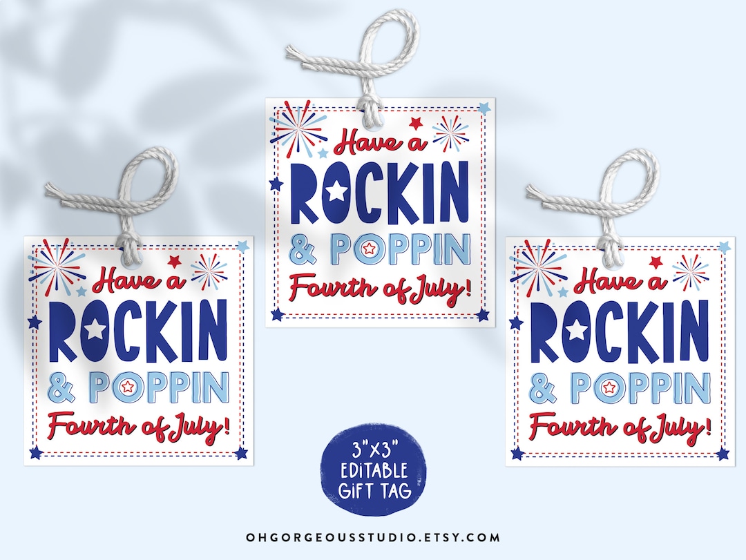 4th of July Favor Tag: Rockin' & Poppin' Design (digital Download) - Etsy