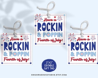 4th of July Favor Tag Printable Gift Tag, Independence Day Holiday Gift ...