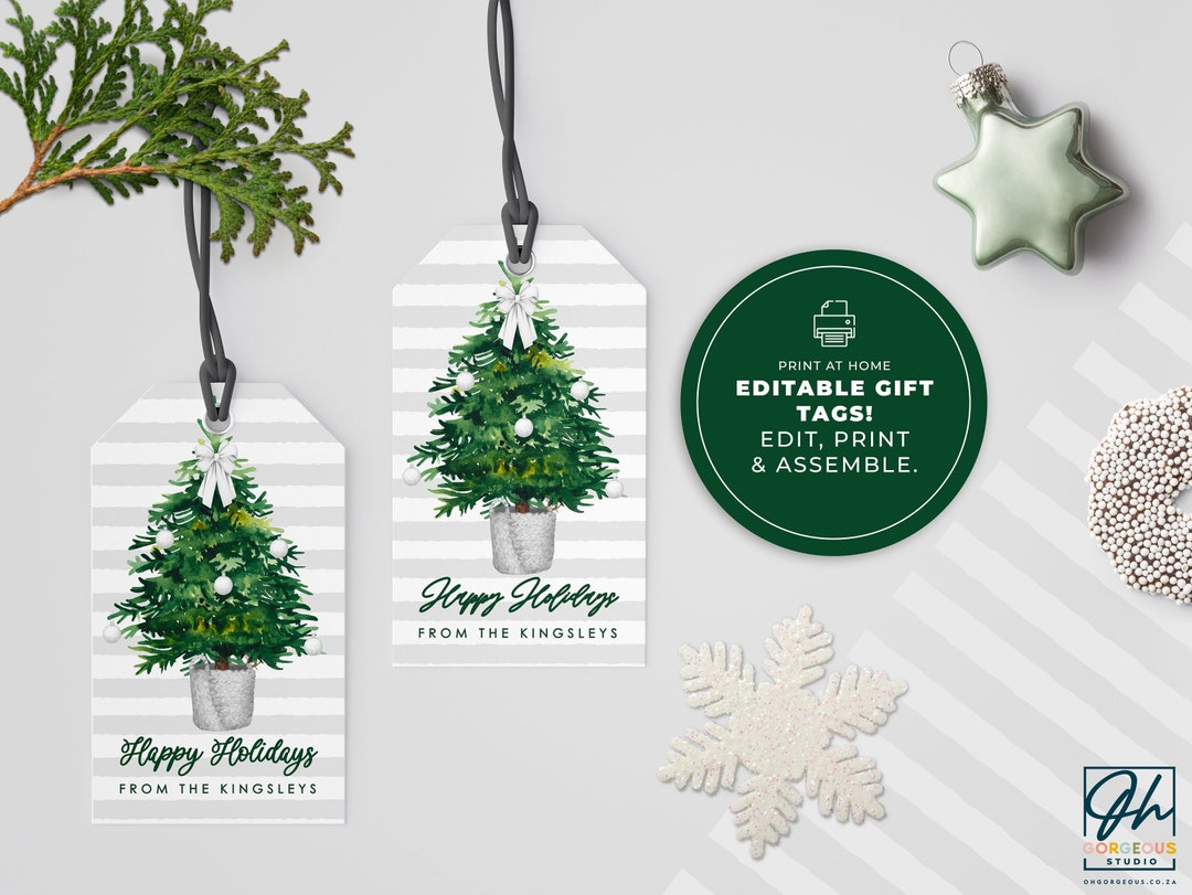 Editable Christmas Gift Tag Template | Custom Christmas Hang Tag ...