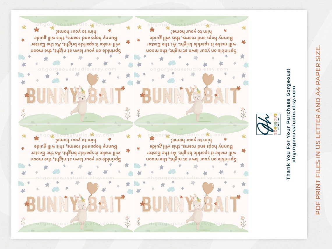 Easter Bunny Bait Treat Bag Toppers Printable Easter Treat - Etsy
