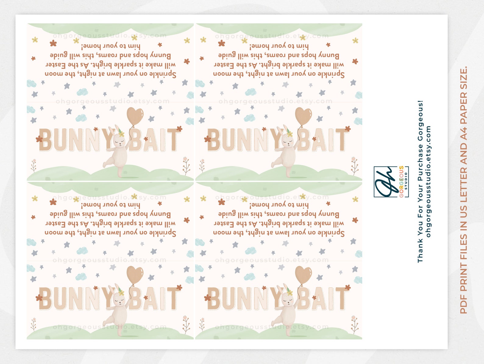 Easter Bunny Bait Treat Bag Toppers Printable Easter Treat - Etsy