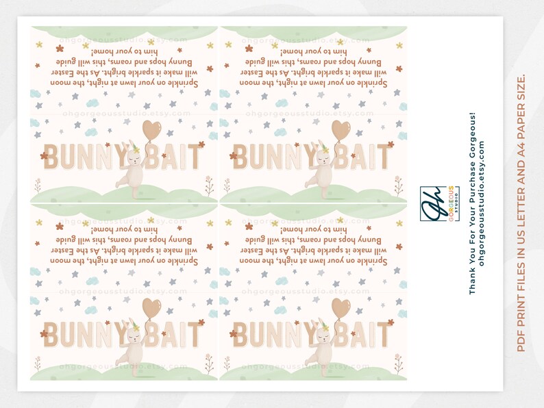 Easter Bunny Bait Treat Bag Toppers: Printable Food Tag (digital ...