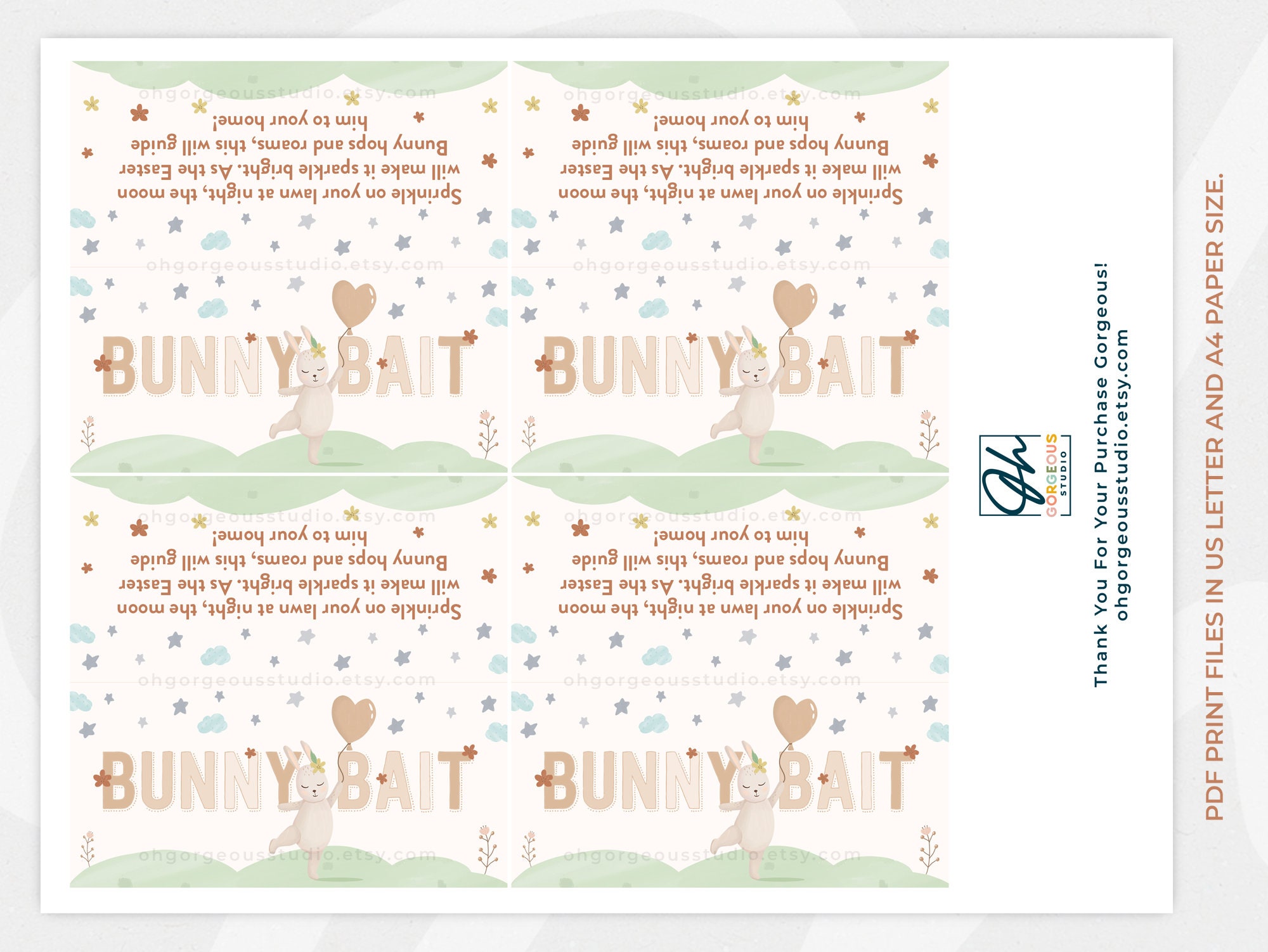 Easter Bunny Bait Treat Bag Toppers Printable Easter Treat - Etsy