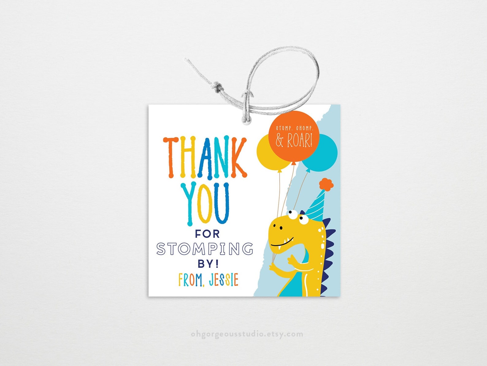 Dinosaur Birthday Favor Tag: Editable Dino Party Gift Tag (digital) - Etsy