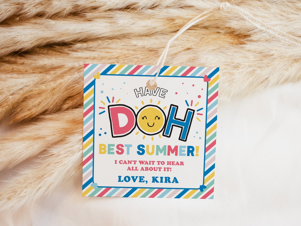 Play Dough Summer Gift Tag: Editable Classroom Card (digital Download ...
