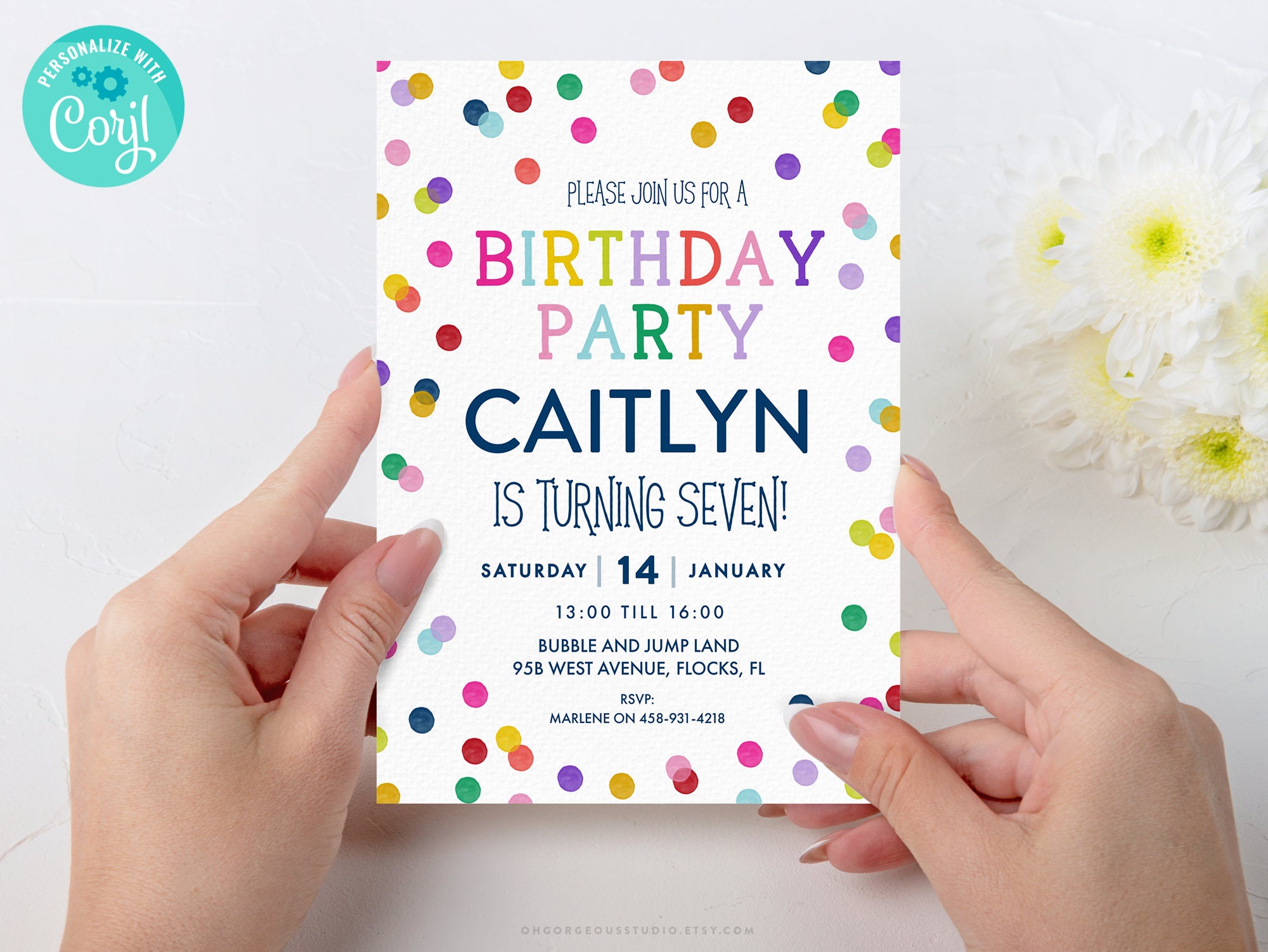 Confetti Birthday Party Invitation: Editable Template (digital) - Etsy