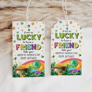 St. Patrick's Day Gift Tag: Lucky Friend Design (editable, PDF) - Etsy