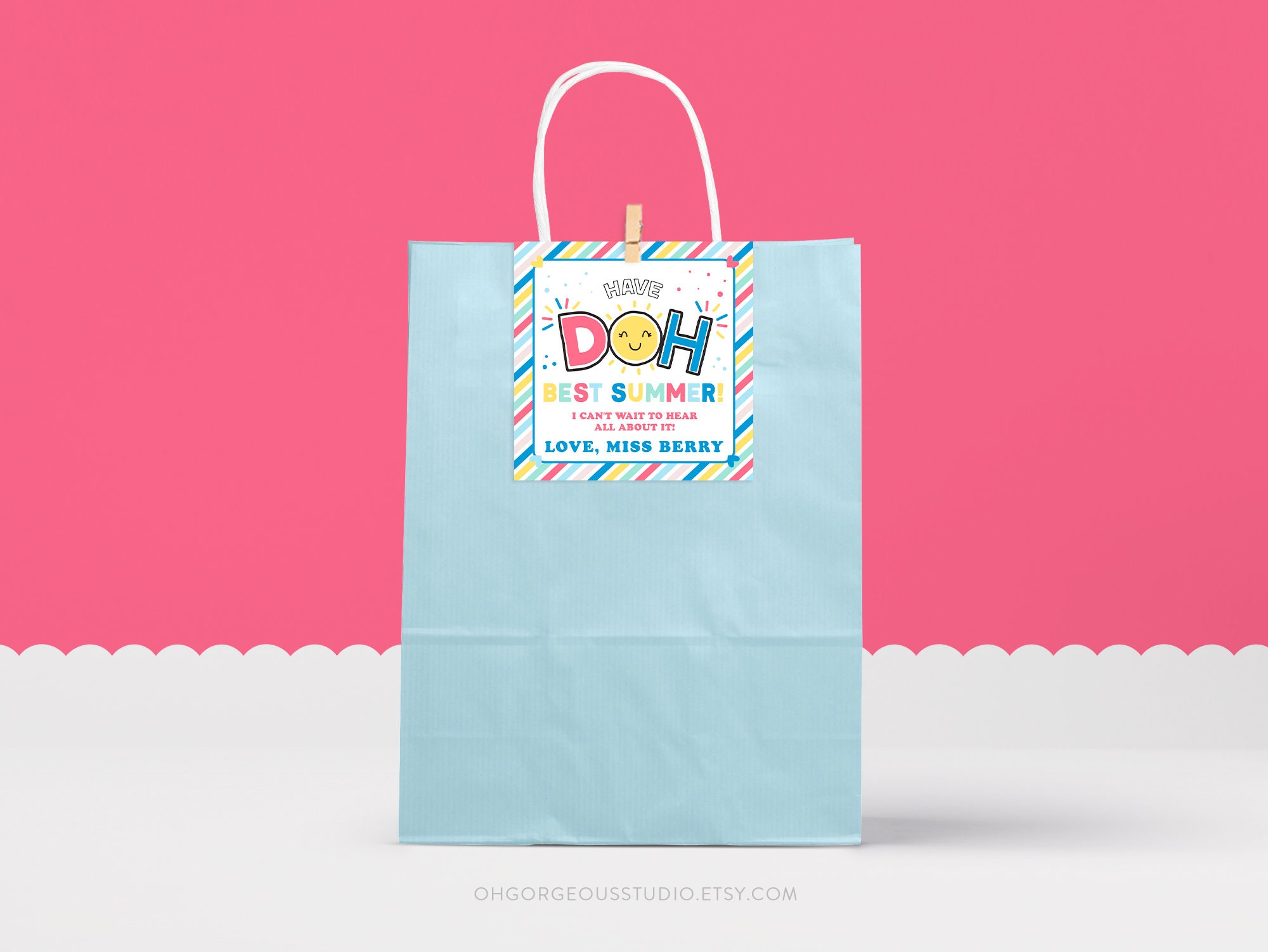 Play Dough Summer Gift Tag: Editable Classroom Card (digital Download ...