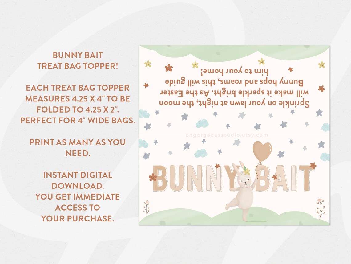 Easter Bunny Bait Treat Bag Toppers Printable Easter Treat - Etsy