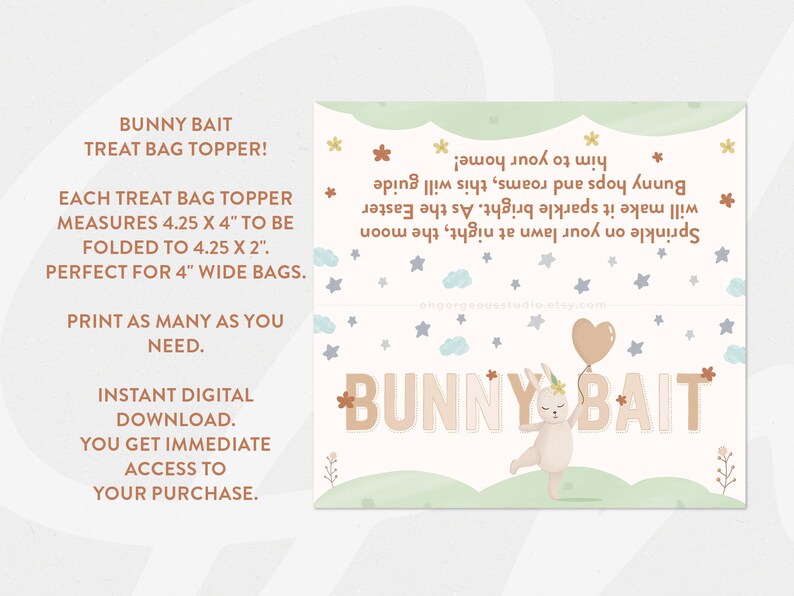 Easter Bunny Bait Treat Bag Toppers Printable Easter Treat - Etsy