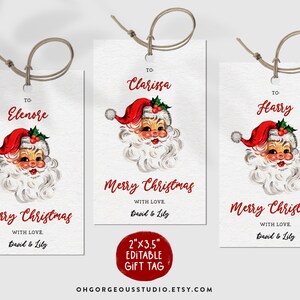 Editable Santa Christmas Gift Tag Template | Printable Holiday Label ...