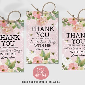 Bee Birthday Party Printable Custom Thank You Gift Tags - Etsy
