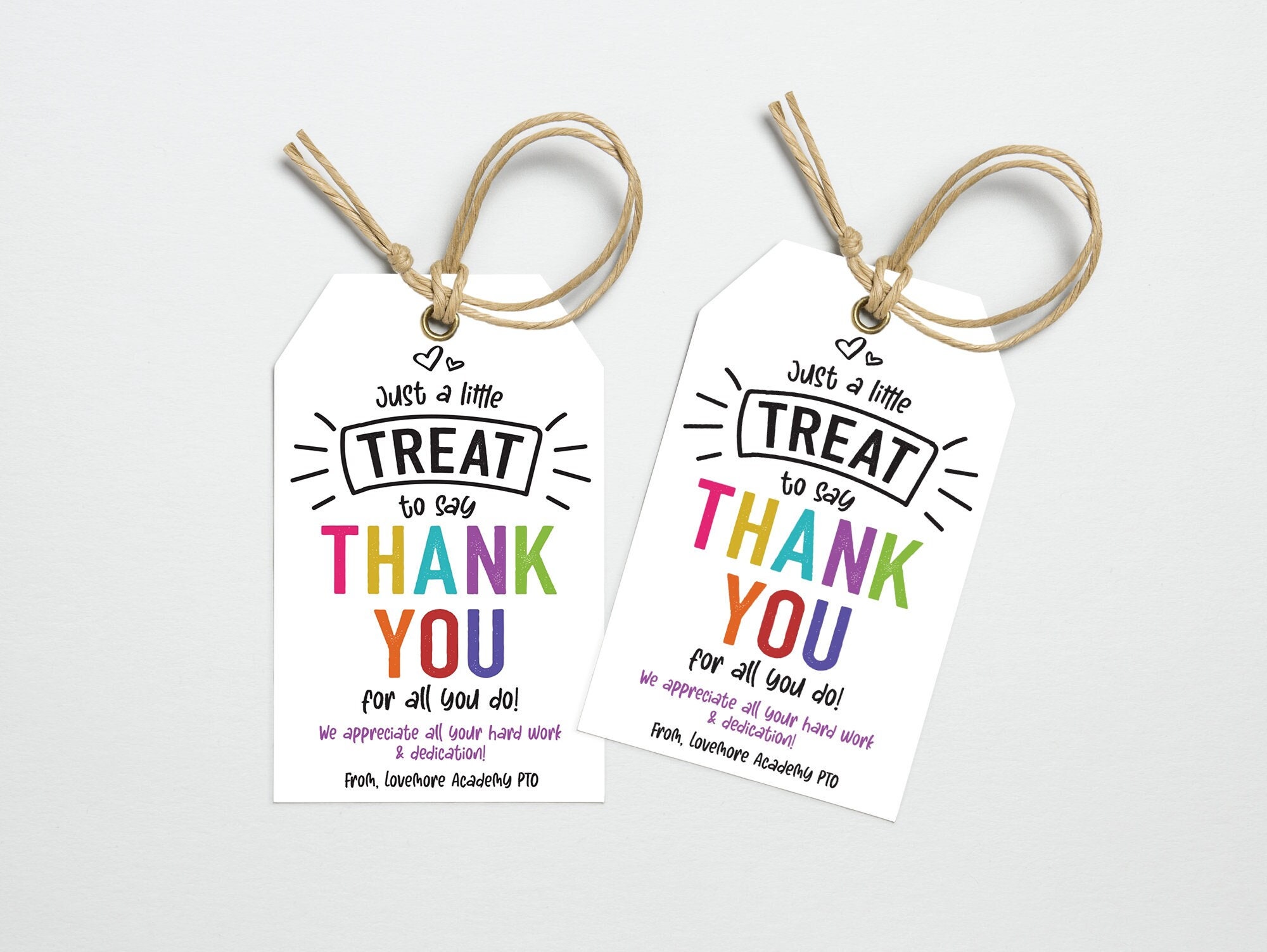 Printable Thank You Gift Tag Editable Gift Tag for Employee ...