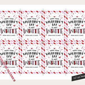 Valentine Pencil Tag: Just Write Class Gift (editable Template) - Etsy