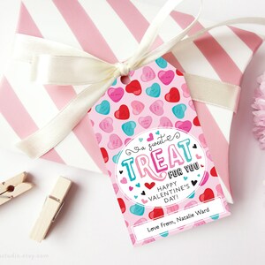 Printable Valentine's Sweet Treat Gift Tag | Pink Heart Valentine ...