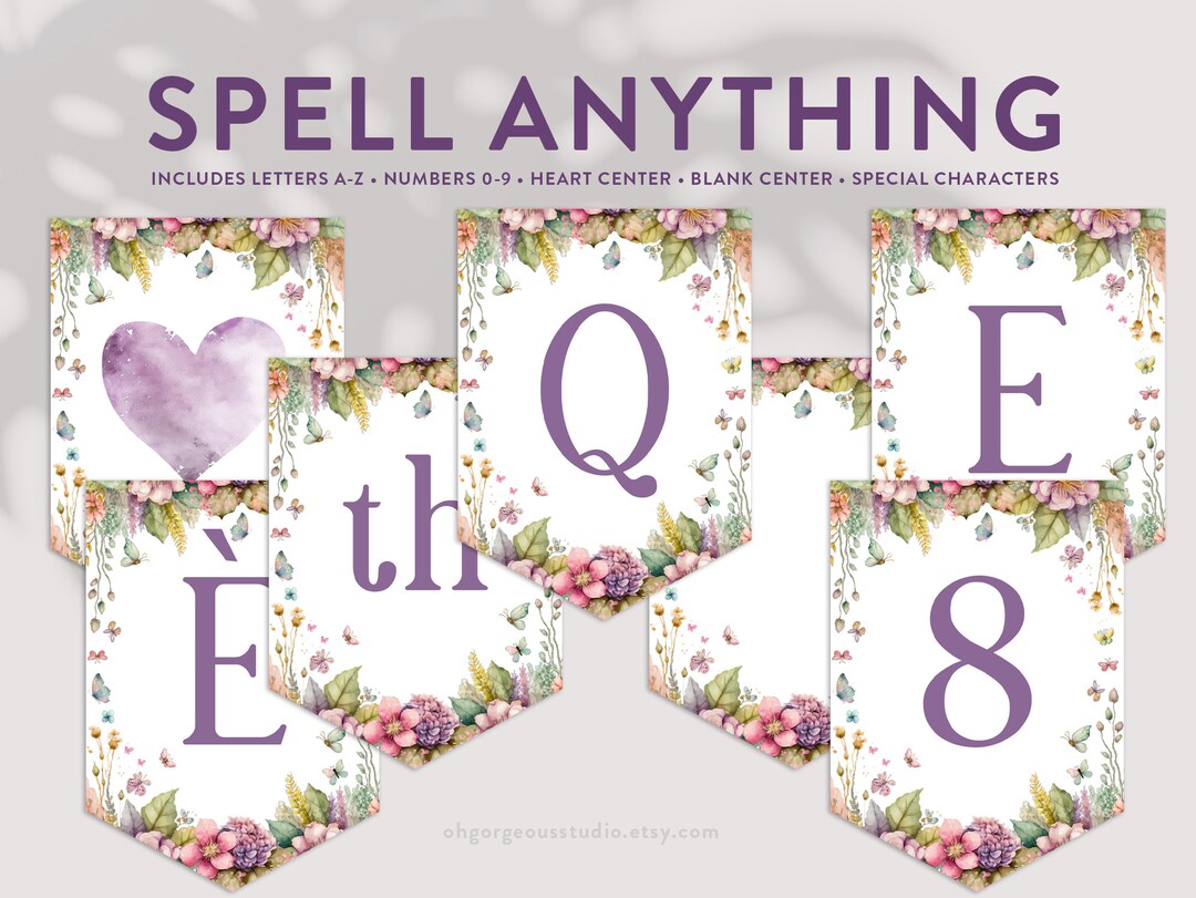 Fairy Birthday Banner: Floral Letter Pennants (digital Download) - Etsy