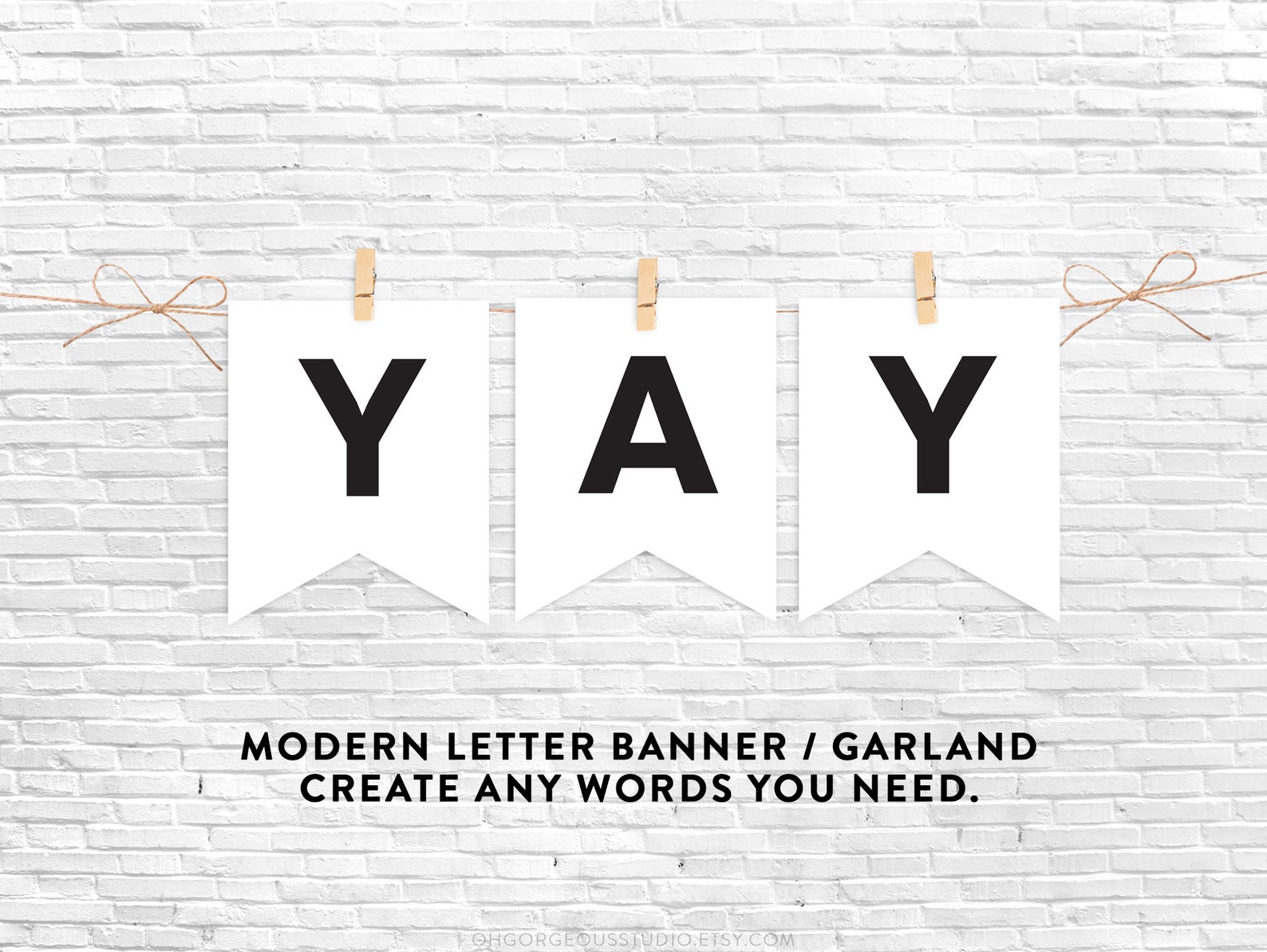 Modern DIY Printable Banner in All CAPS Happy Birthday Banner Baby ...