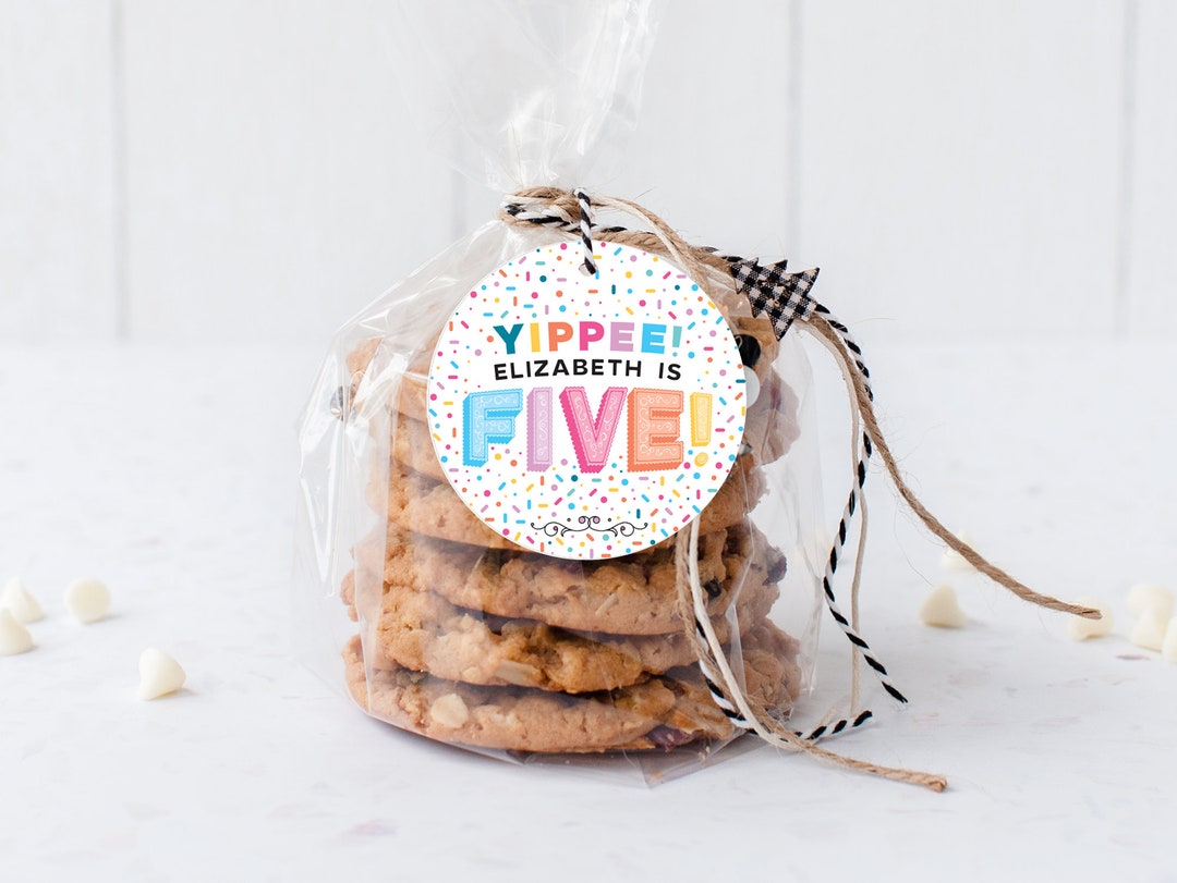 Yippee I'm Five Custom Sticker Template, Editable Tag for Treat Packs ...