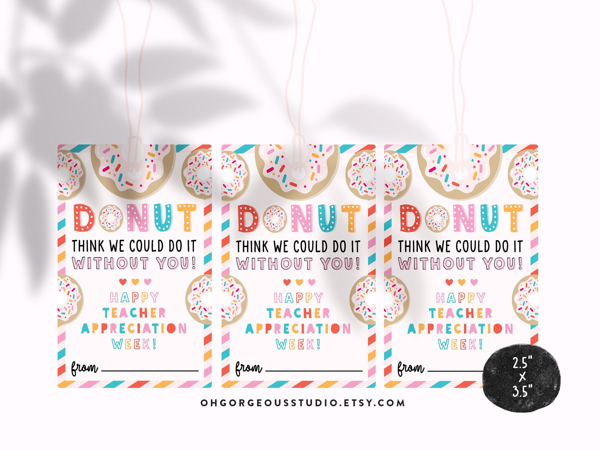 Teacher Appreciation Printable Donut Teacher Appreciation Tag, Teacher ...