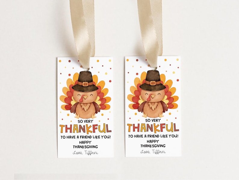 Editable Thanksgiving Turkey Gift Tag: Thankful Favor Label (digital ...