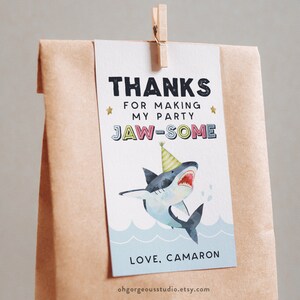 Shark Party Gable Box Printable Label | Editable Template, Jawsome ...