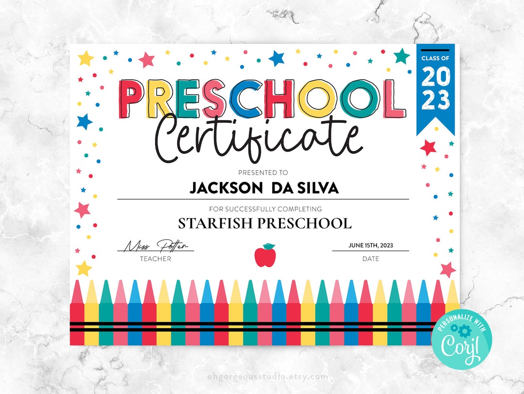 Preschool Graduation Certificate | Editable Preschool Certificate, Last ...